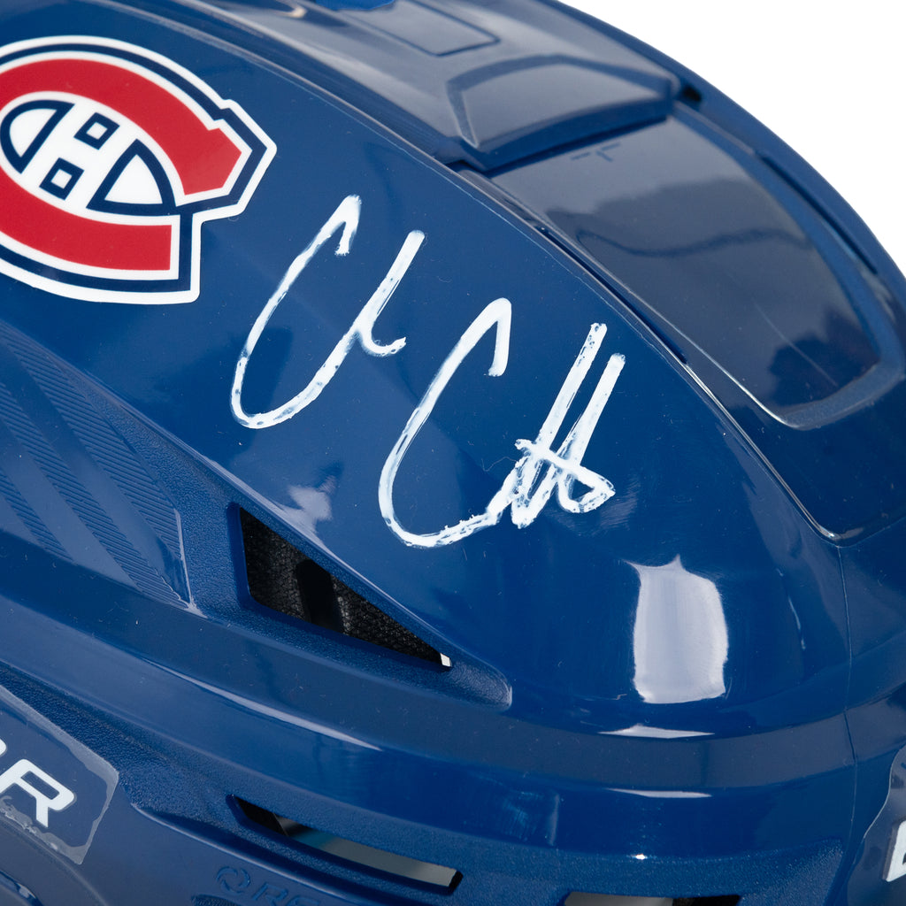 (PAST AUCTION) Lot 19: Cole Caufield Autographed Helmet (Flaws ...